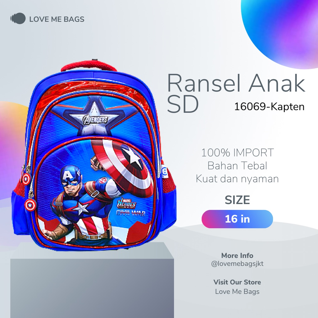 Jual LMB Tas Anak Sekolah Laki Laki SD Import Karakter Superhero Gambar Timbul 6D Hologram Bahan ...