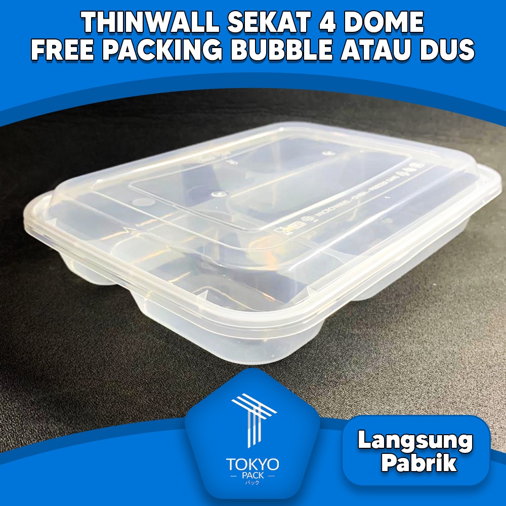 Jual lunch box 4 sekat dome / kotak makan 4 sekat dome isi 25 pcs ...