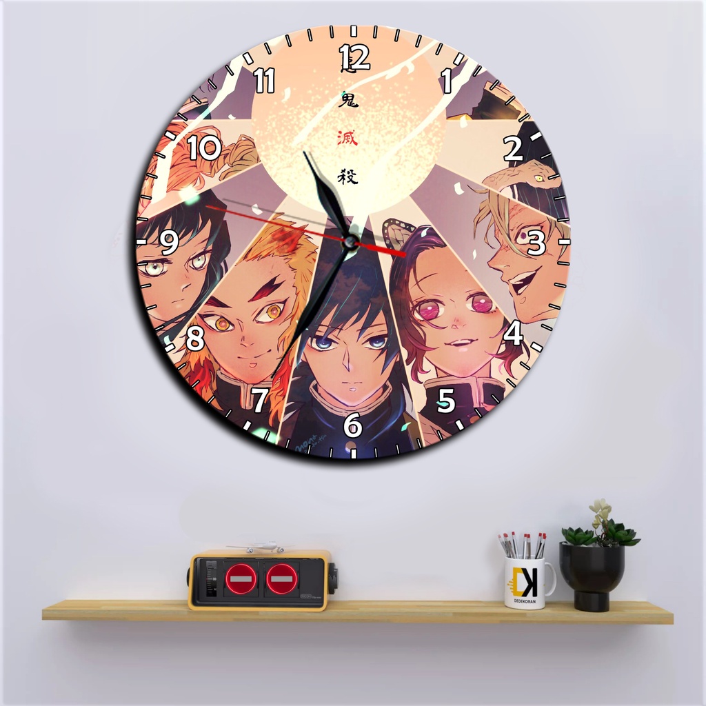 Jual Jam Dinding Kayu Bulat Anime Kimetsu No Yaiba dekorasiku | Shopee ...