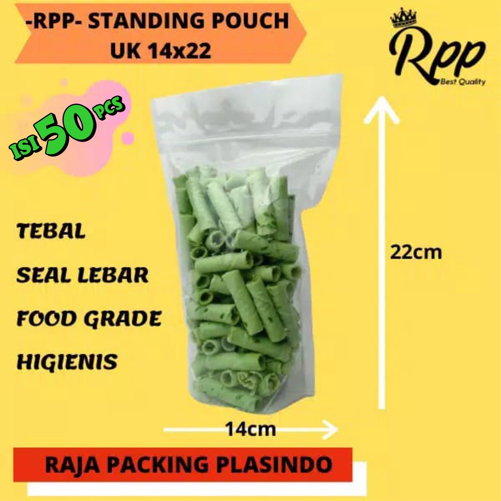 Jual Plastik Standing Pouch Uk 14x22 (isi 50) plastik pudot snack ...