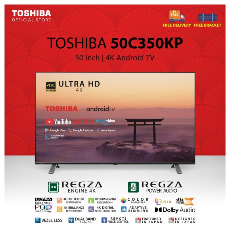 Jual TOSHIBA LED ANDROID TV 50C350KP SMART TV 50 INCH UHD 4K HDR REGZA ENGINE - NEW C350 SERIES ...