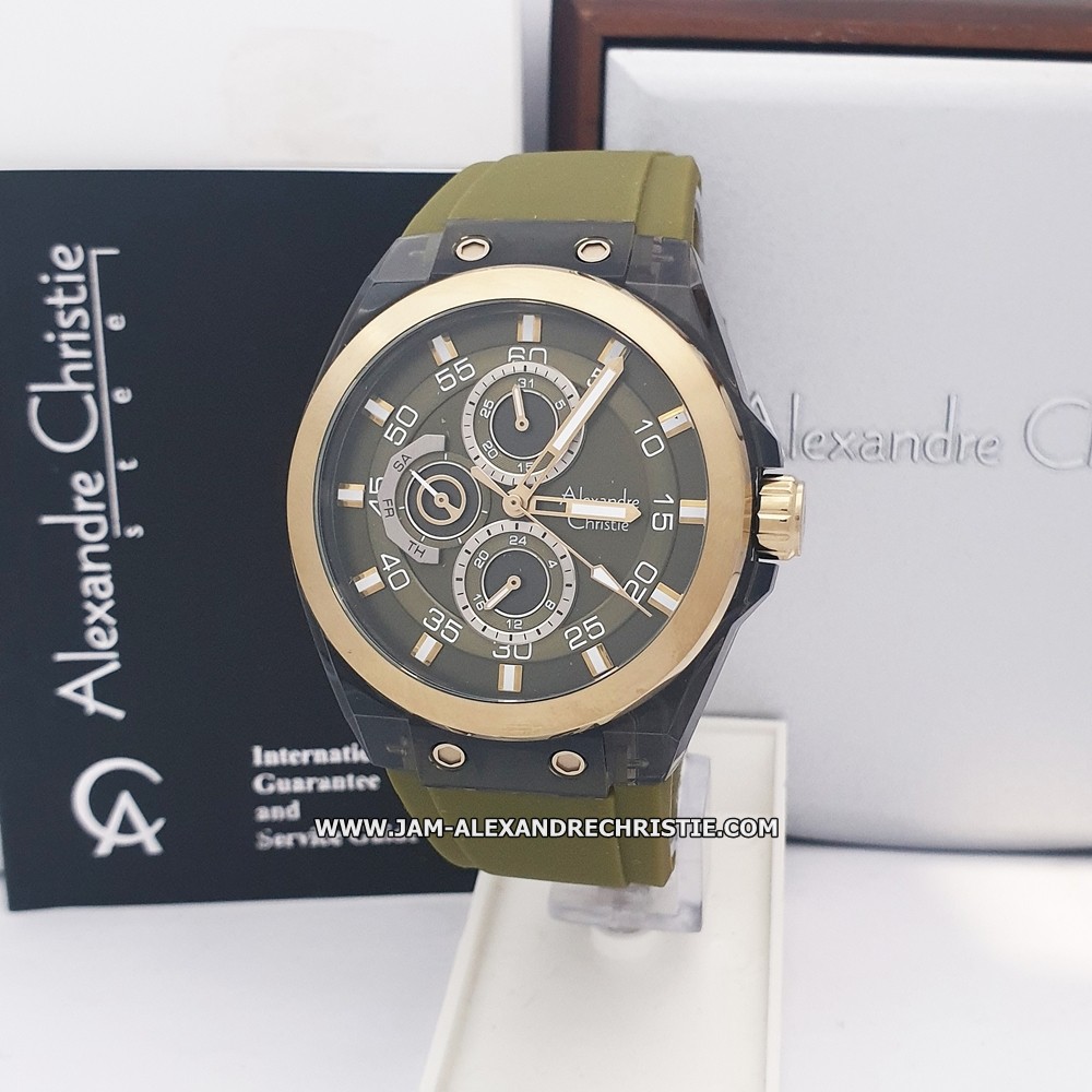 Jual jam tangan Pria Alexandre Christie AC 6546 MF GRGD green gold ...