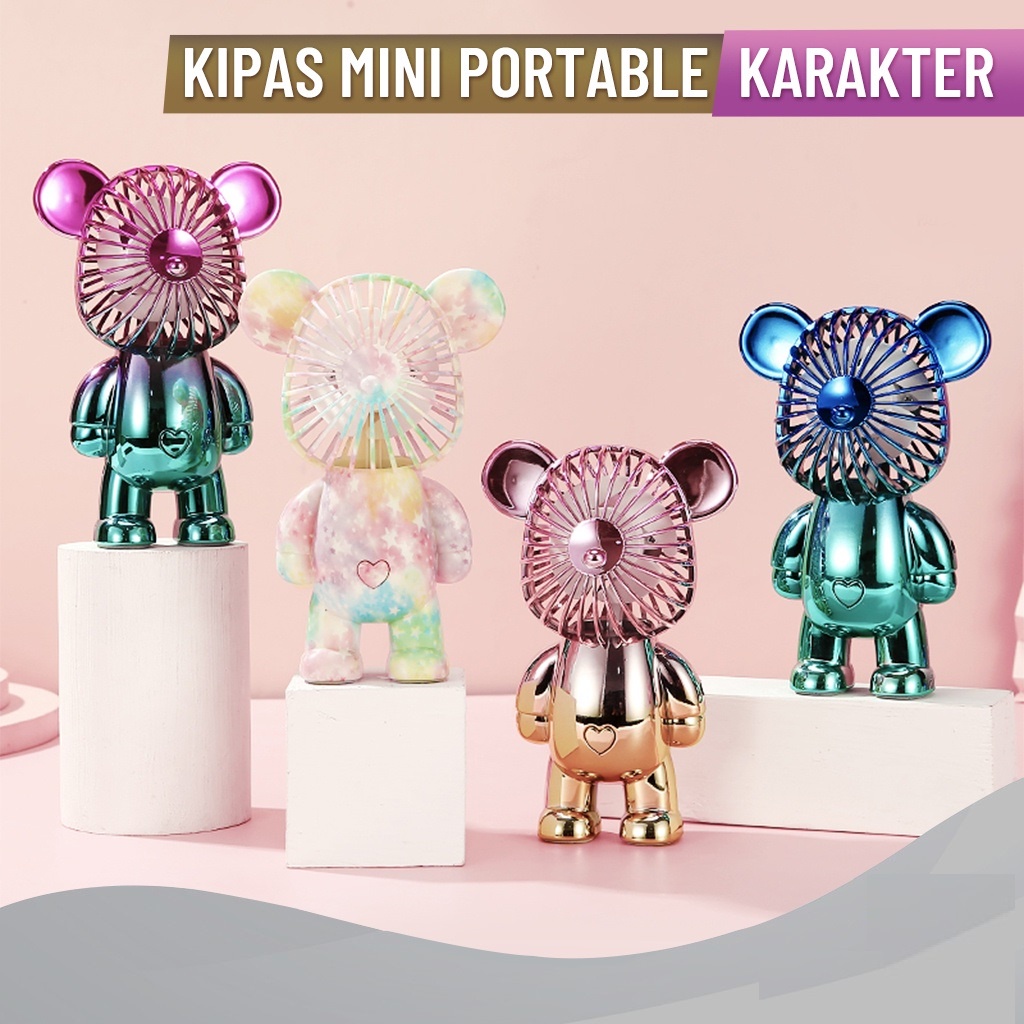 Jual Kipas Angin Mini Fan BEAR Gradasi Portable Imut Lucu USB Charge 3 ...