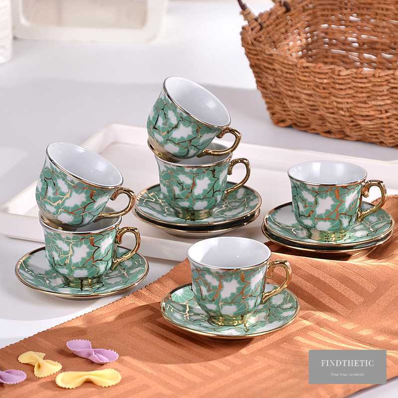 Jual Cangkir Keramik Estetik Klasik Set 6 in 1 European Style Unik ...