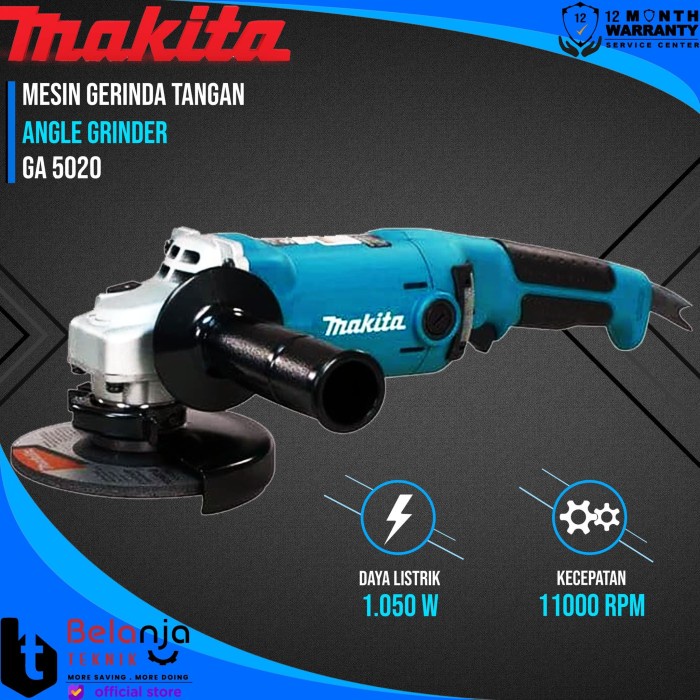Jual MAKITA Gerinda TANGAN 5 Inch GA 5020 125 mm 5" Sistem SJS 1050 WATT | Shopee Indonesia