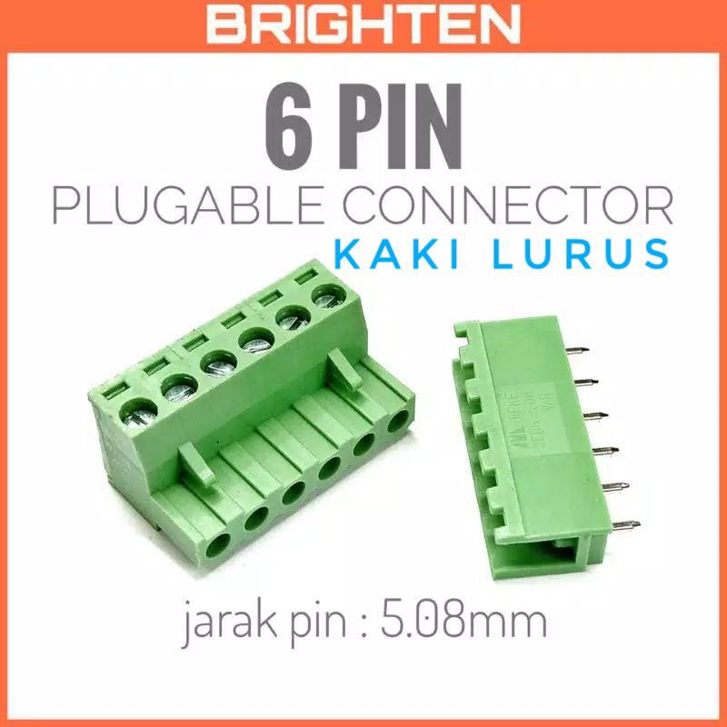Jual Plugable Connector 6p Terminal Blok 6 pin Hijau Lurus 5.08mm ...