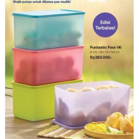 Jual Tupperware Funtastic Four (toples / tempat makanan / kotak snack ...