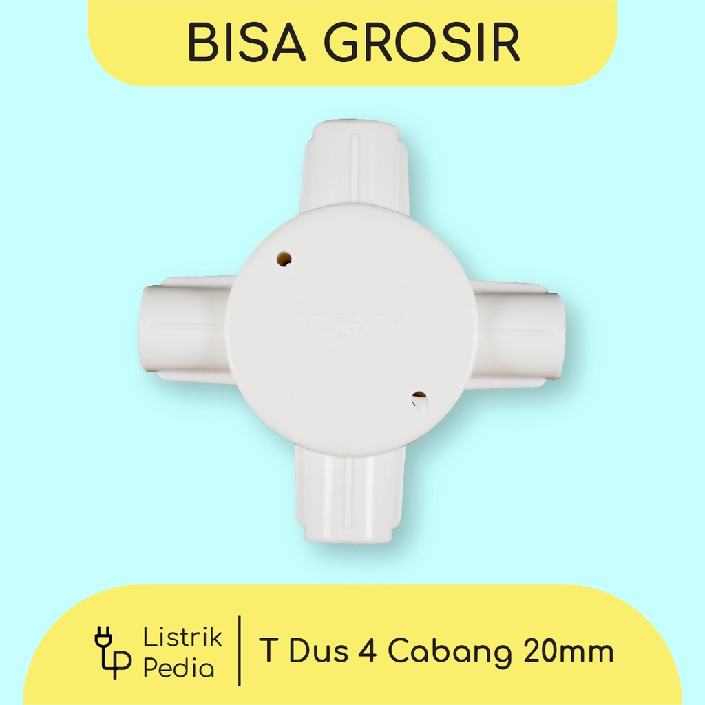 Jual T Dus tdus 4 cabang 20mm HIRO Putih / Sambungan pipa kabel listrik ...