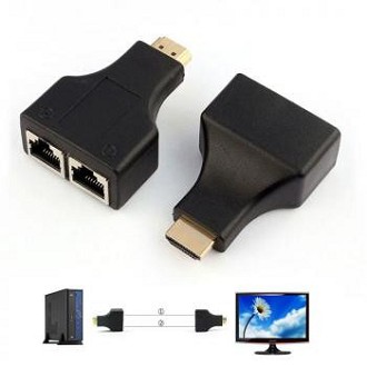Jual Konektor HDMI Extender HDMI to LAN RJ45 Kabel UTP Dual Port 1080P ...