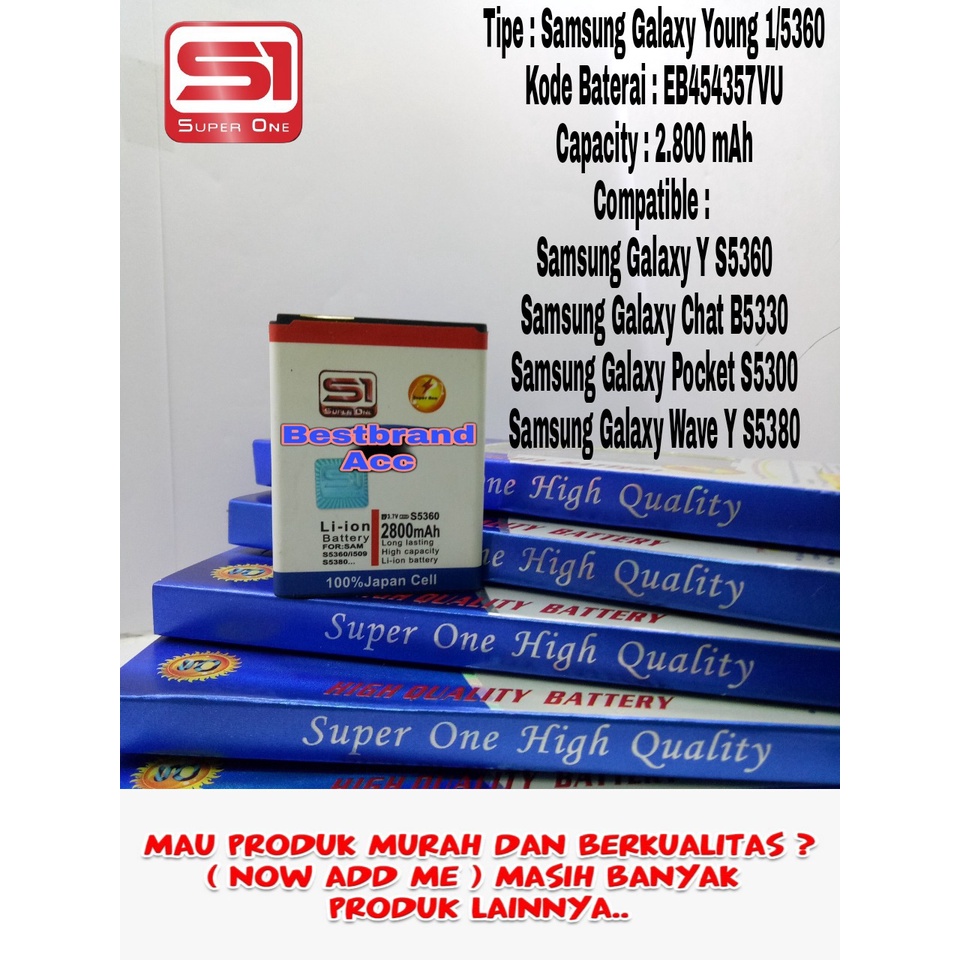Jual BATERAI BATRE BATERAY SAMSUNG GALAXY YOUNG/5360 DOUBLE POWER SUPERONE | Shopee Indonesia