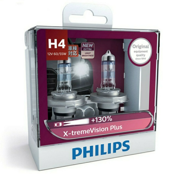 Jual BOHLAM PHILIPS H4 X-TREME VISION PLUS 12V 60/55W 130% LEBIH TERANG ...