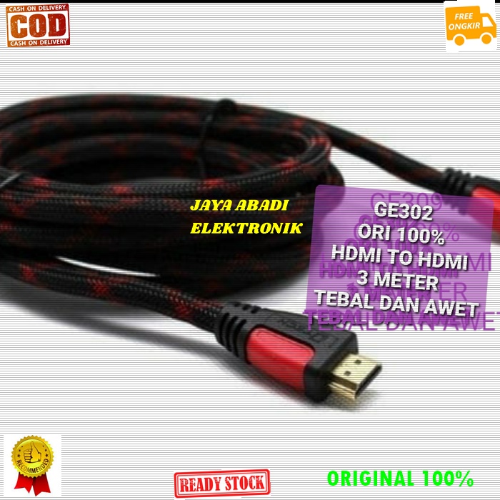 Jual G302 ORIGINAL KABEL HDMI 3 METER CABLE TV CABEL TELEVISI PS GAME ...