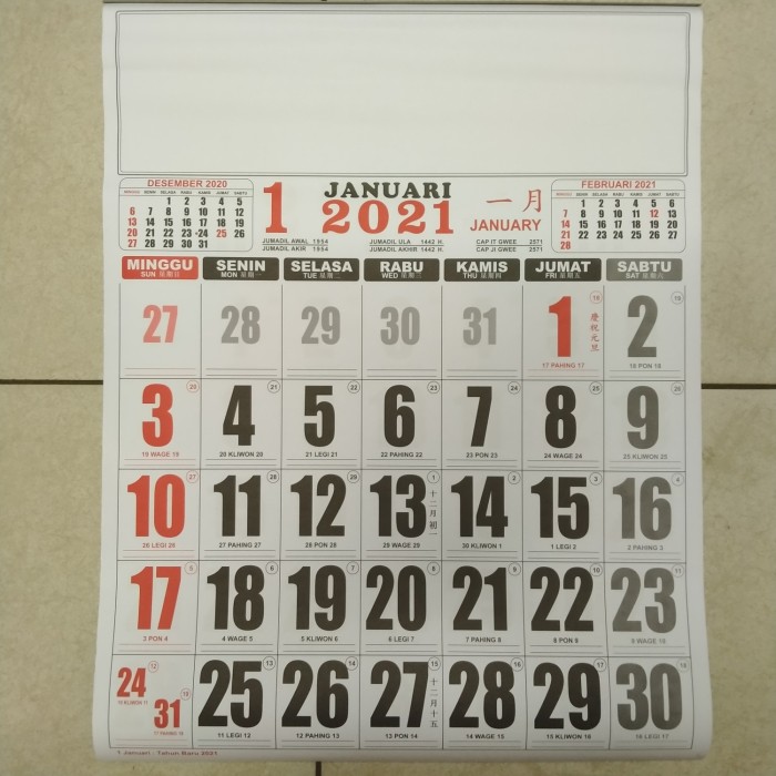 Jual Kalender Gantung 2021 uk. 64 x 50 cm | Shopee Indonesia