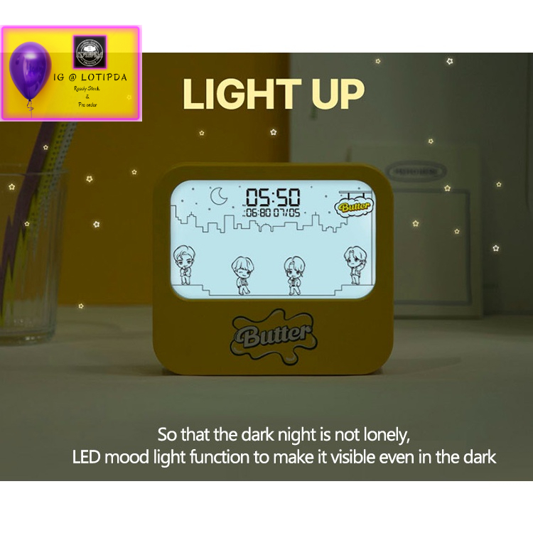 Jual BTS TinyTAN Butter ALARM CLOCK DESK MOOD LAMP/ RM/JIN/SUGA/J-HOPE ...