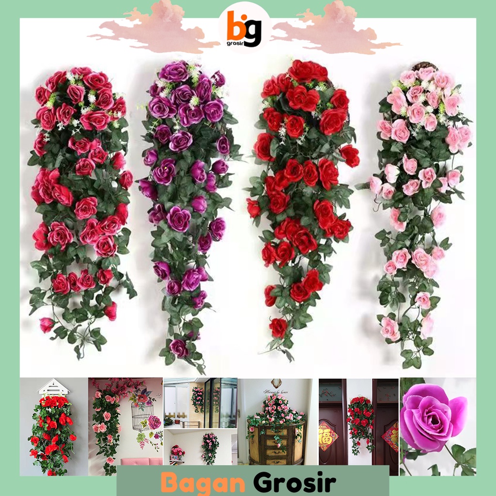 Jual BG Bunga Juntai Mawar Plastik Rambat Sintesis Tanaman Hias Gantung ...