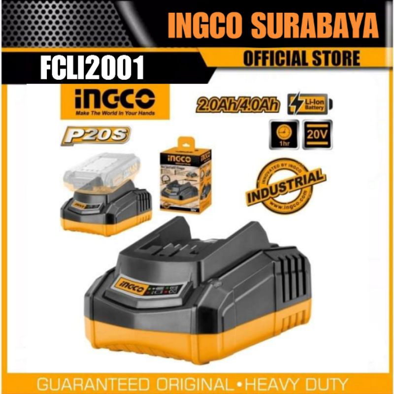 Jual INGCO FCLI2001 FAST CHARGER BATERAI LITHIUM ION CORDLESS BATTERY ...