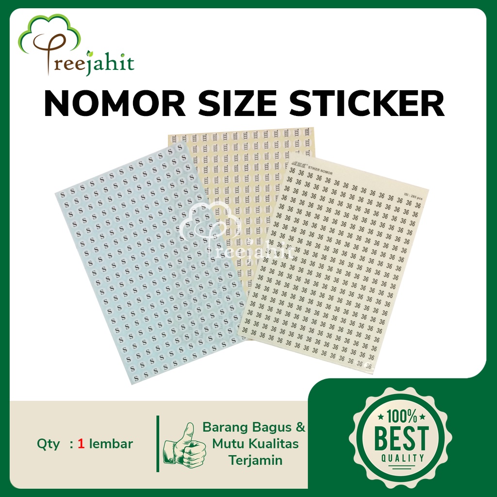 Jual Nomor Size Sticker pakaian Tempelan Stiker Label Ukuran Baju (per ...