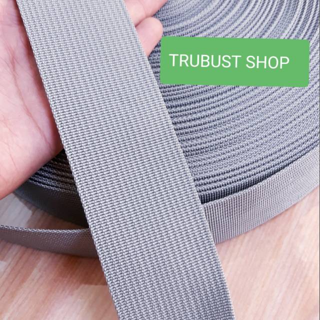 Jual Tali webbing bisban fa abu lebar 5cm jual meteran | Shopee Indonesia
