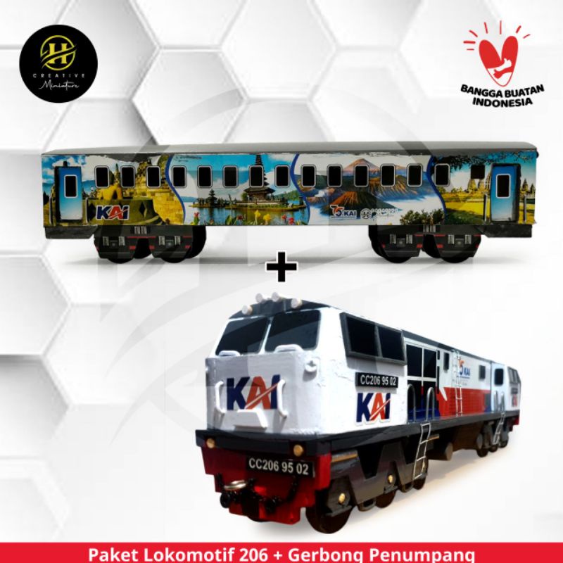 Jual Miniatur _ Kereta Api Kayu mainan (1 lokomotif + 1 gerbong ...