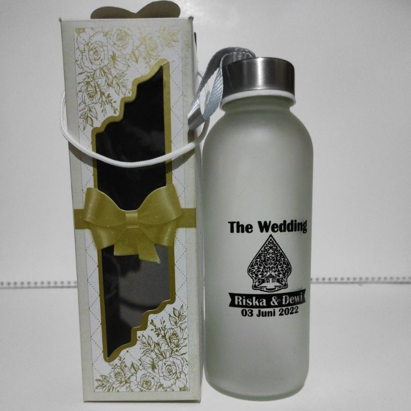 Jual Souvenir botol doff 420 ml free custom sablon nama kemasan box dan ...