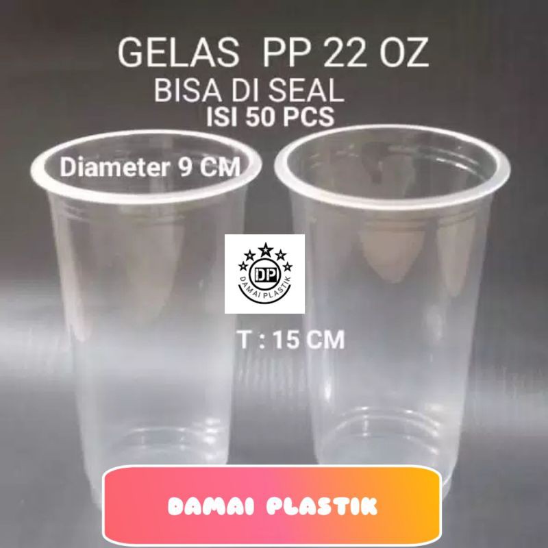 Jual Gelas Plastik 22 oz / Cup Plastik 22oz 1roll@50pcs Gelas Datar ...