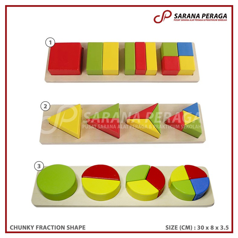Jual SaranaPeraga - Chunky Fraction Shape 3D / Puzzle Pecahan Geometry ...