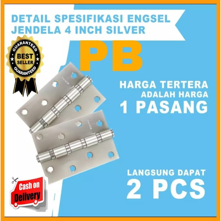 Jual ENGSEL JENDELA 4 INCH SILVER - ENGSEL PINTU RUMAH 4 INCH - ENGSEL ...