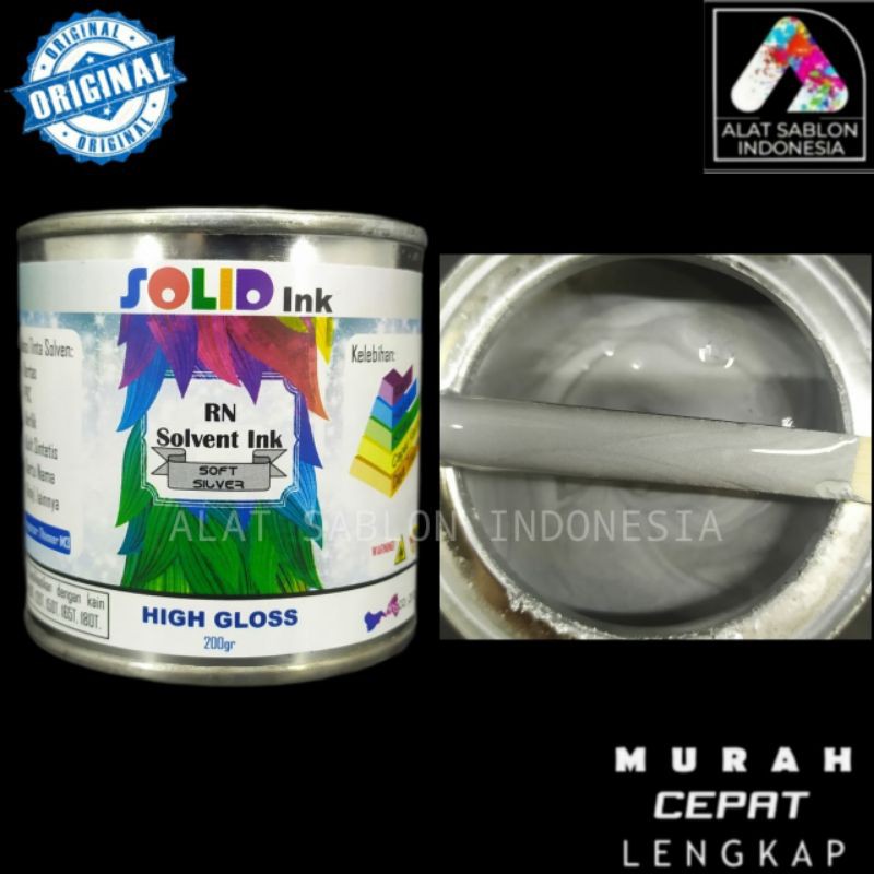 Jual TINTA SABLON PVC SOLID INK SOFT SILVER 200GR | Shopee Indonesia