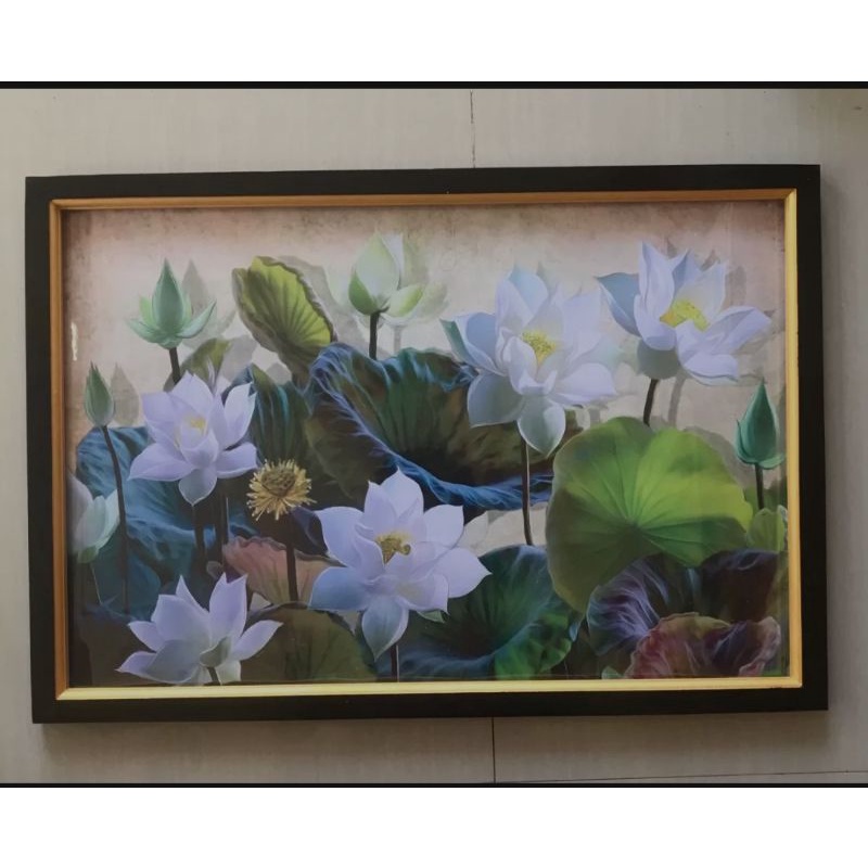 Jual Hiasan Dinding Cetak gambar plus bingkai bunga teratai ukuran ...