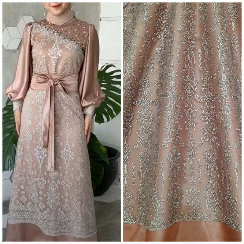 Jual Kain Brokat Bahan Kebaya Premium Brukat Tulle Bordir Etnik Sapto ...
