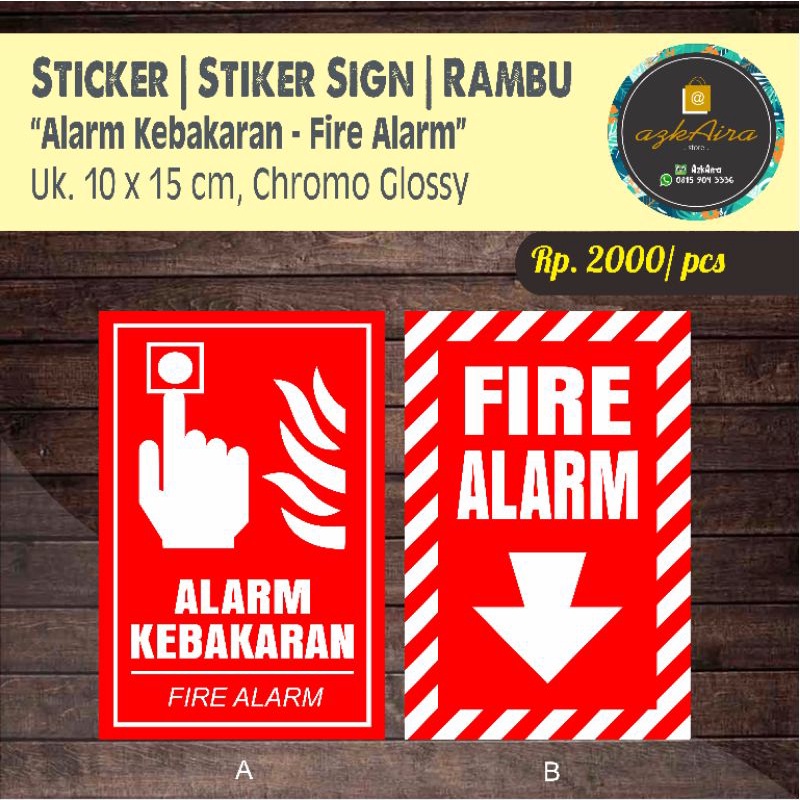 Jual Sticker Stiker Sign Rambu K3 Alarm Kebakaran Fire Alarm - Uk ...