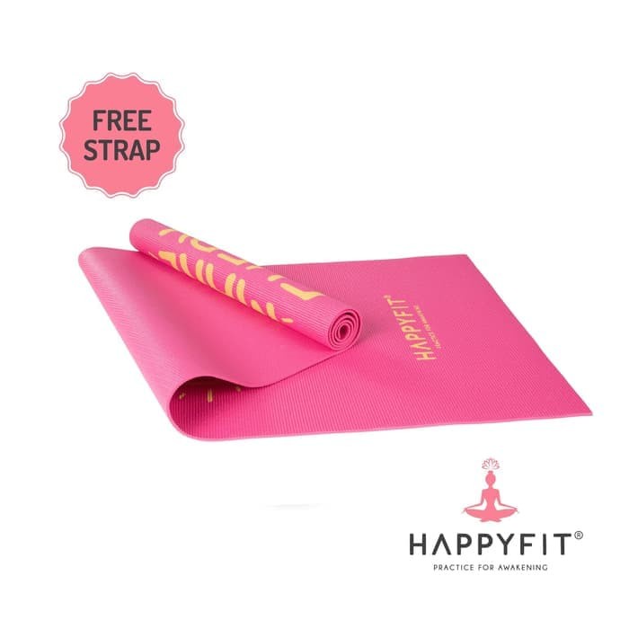 Jual matyoga- matras yoga happy fit /yoga mat happy fit 4 mm pvc bonus tali strap - toska ...