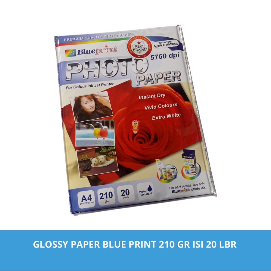 Jual Glossy Photo Paper A4 210 gsm isi 20 lembar Kertas Blueprint ...