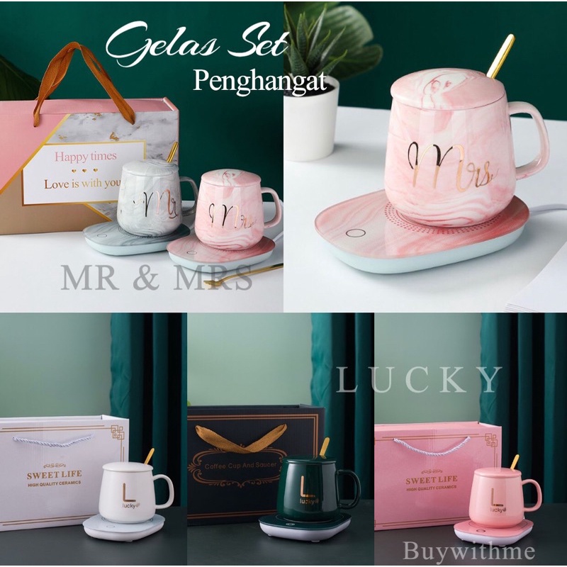 Jual Gelas Set Keramik Cangkir / Gelas Set Lengkap Dengan Alat Pemanas ...