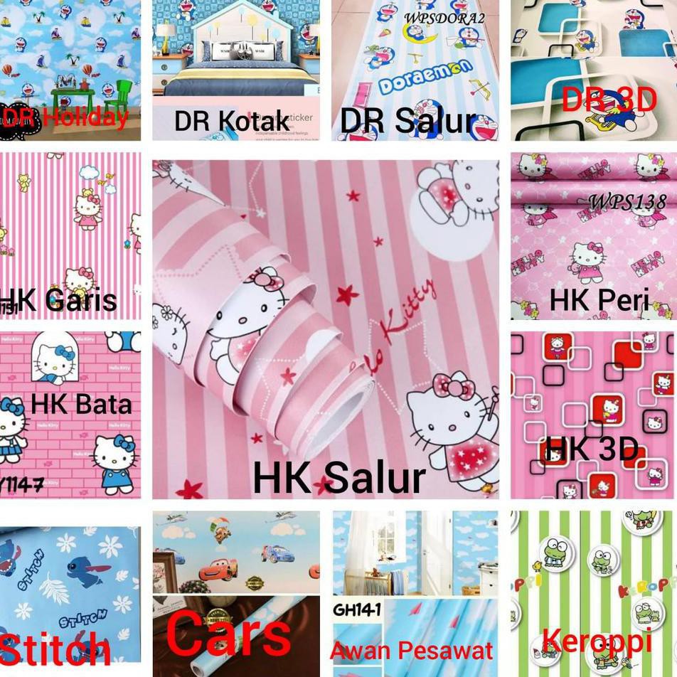Jual F97Q Wallpaper Dinding Stikers Karakter Hellokity Keropi Stich Doraemon 45 Cm X 10 M ...