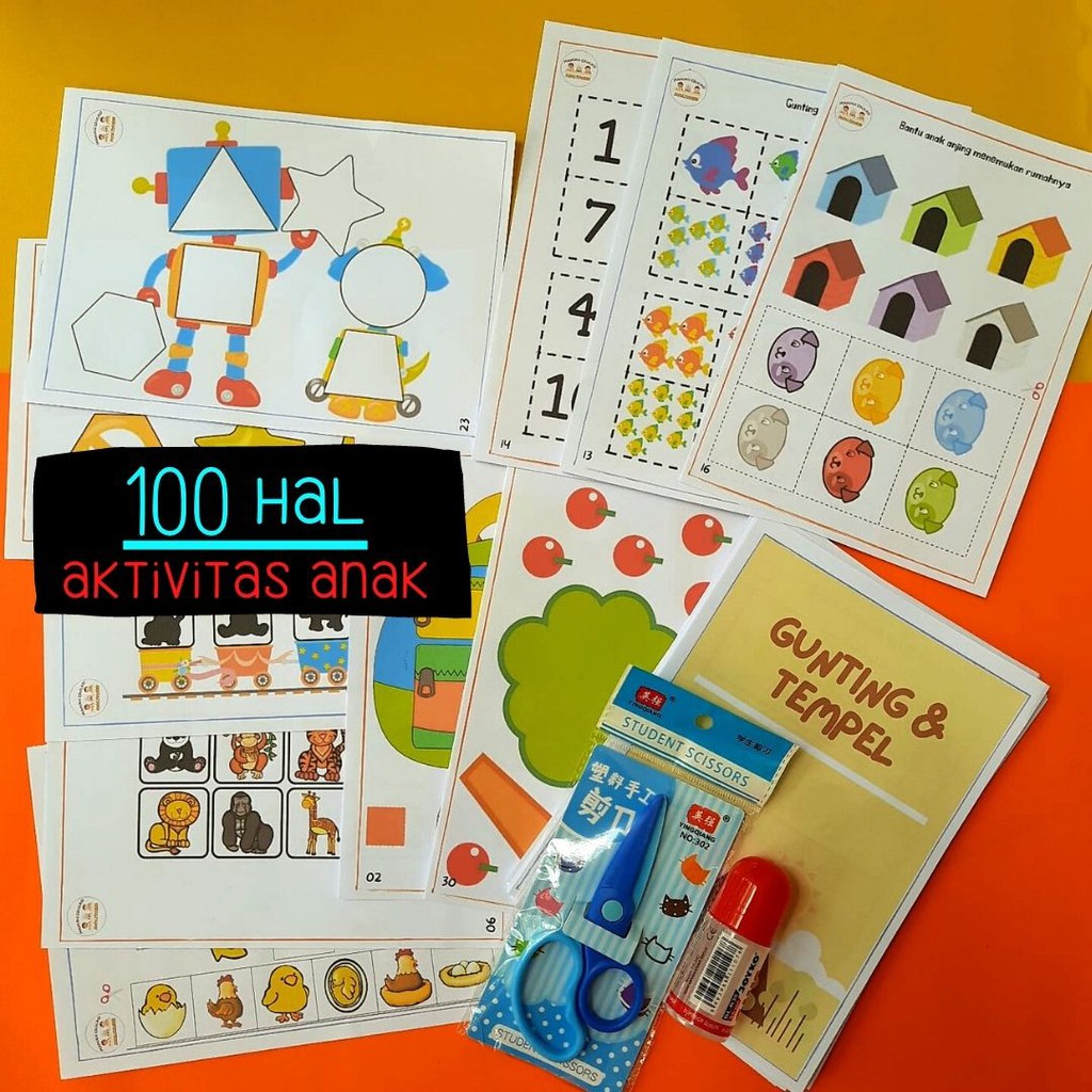 Jual Worksheet Anak Aktivitas Gunting Dan Tempel 40 lembar FREE Map ...