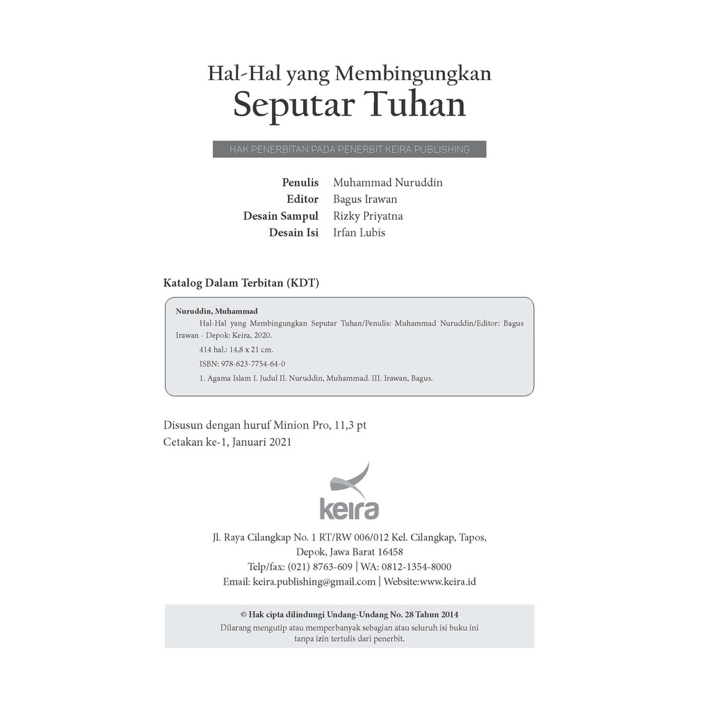 Jual KEIRA - Seri Ilmu Kalam Seputar Ketuhanan | Teologi | Filsafat ...