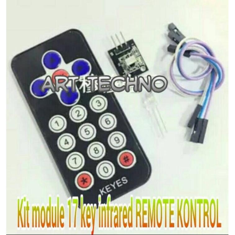 Jual infrared remote 17 key hx1838 receiver ir 17key wireless robot ...