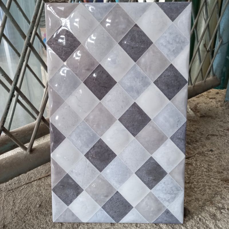 Jual KERAMIK LANTAI 25X40-KERAMIK DINDING 25X40 GLOSSY HEXAGON ABU HITAM PUTIH- MULIA | Shopee ...