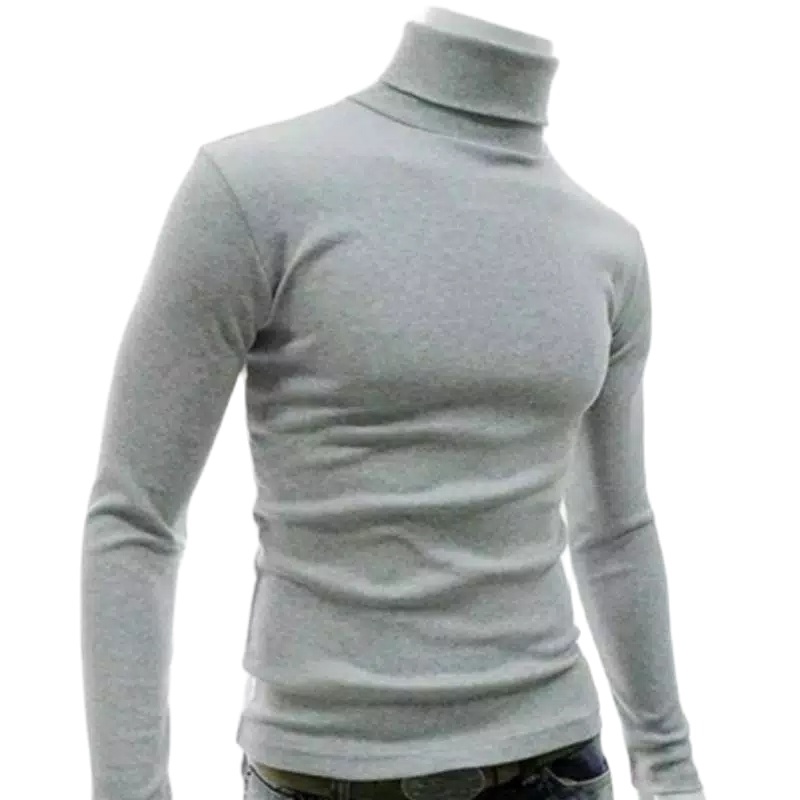 Jual Kaos Premium Turtleneck Turtle Neck Pria Wanita Lengan Panjang Abu ...