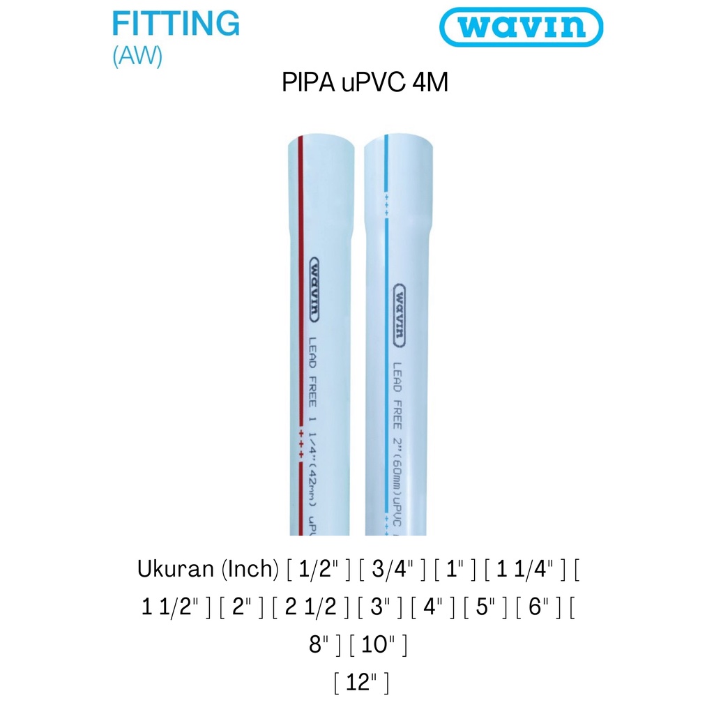 Jual Pipa Upvc 4m by Wavin | Shopee Indonesia