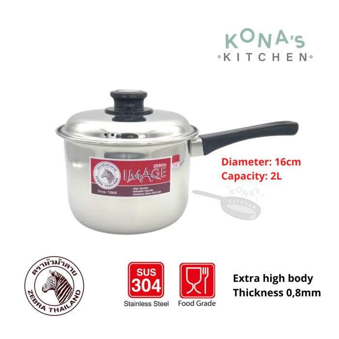 Jual Zebra Sauce Pan 16 Cm H (166304) / Panci Masak Stainless Steel ...