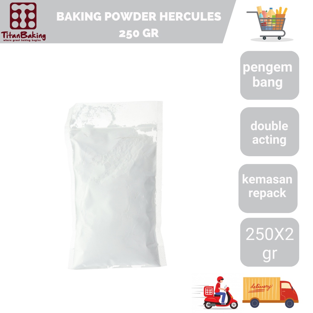 Jual Baking Powder Hercules Double Acting Berat 250 Gram ( Isi 2 Pack ...