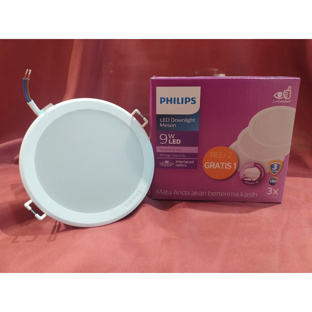 Jual PHILIPS LED DOWNLIGHT MESON 9 WATT 6500K - PACK isi 3 (2 GRATIS 1 ...