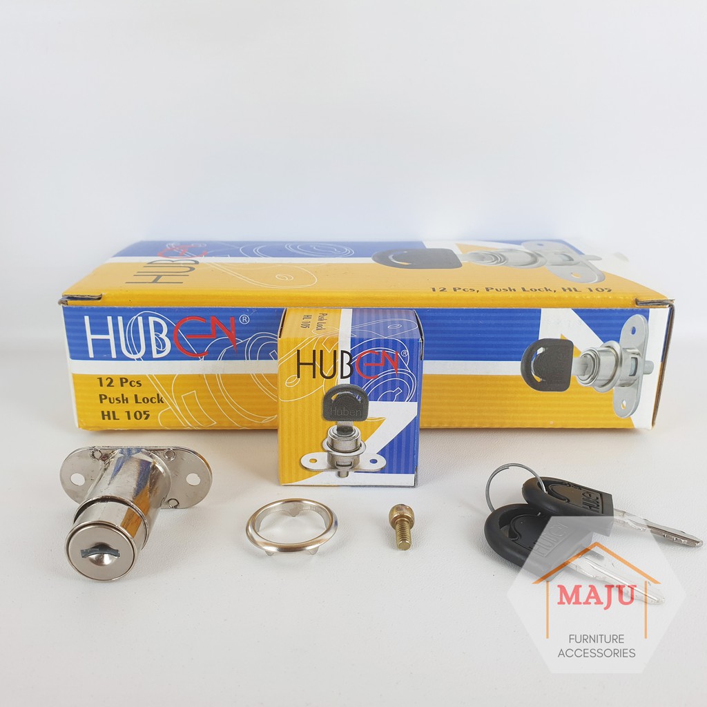 Jual Huben HL-105 Push Lock Grosir (Kunci Tekan Tusuk Laci / Kunci ...