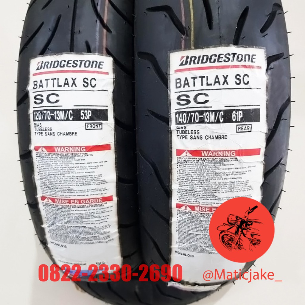 Jual BAN TUBELESS LEBAR BRIDGESTONE BATTLAX SC YAMAHA NMAX | Shopee ...