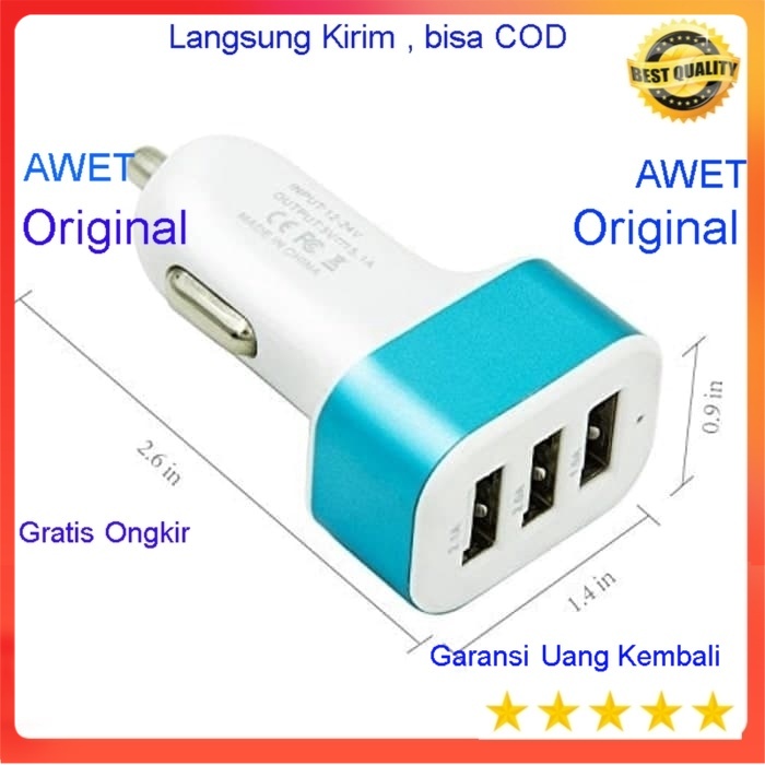 Jual Cas Usb Adaptor Car Mobil Charger Carger Colokan Mobil Cas Mobil ...