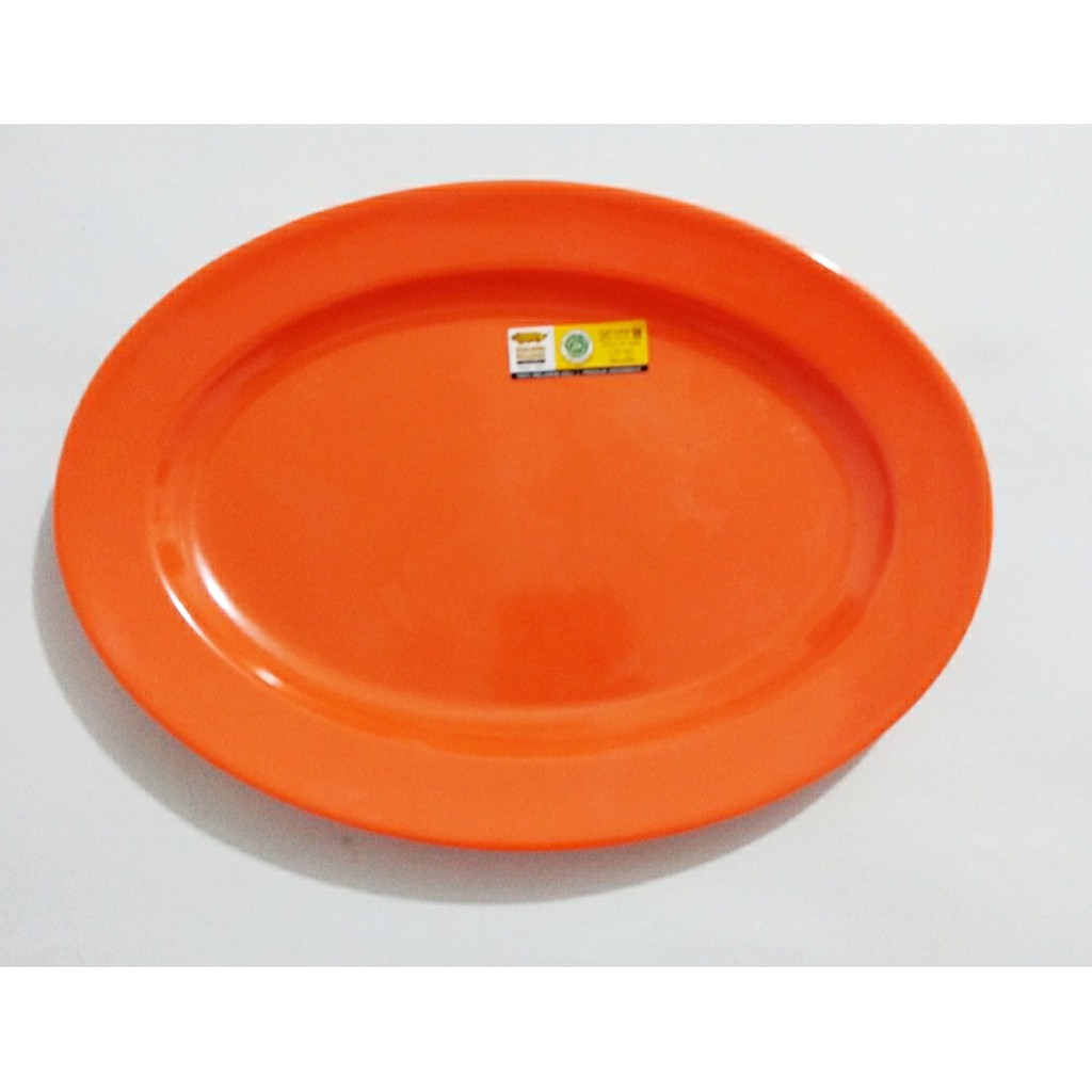 Jual piring MELAMIN oval P0310, UKURAN 10 Inch ORANGE Golden Dragon ...