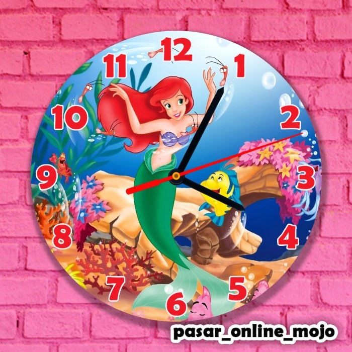Jual POM Jam Dinding Custom Anak Anak Lucu Suka Suka ( Little Mermaid ...