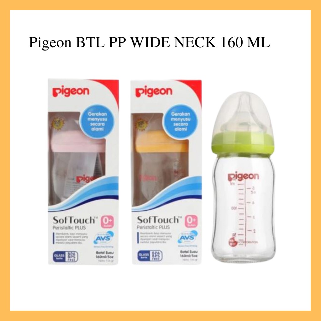 Jual Pigeon BTL PP WIDE NECK 160 ML W/ P-PLUS NIPPLE - Botol susu | Shopee Indonesia